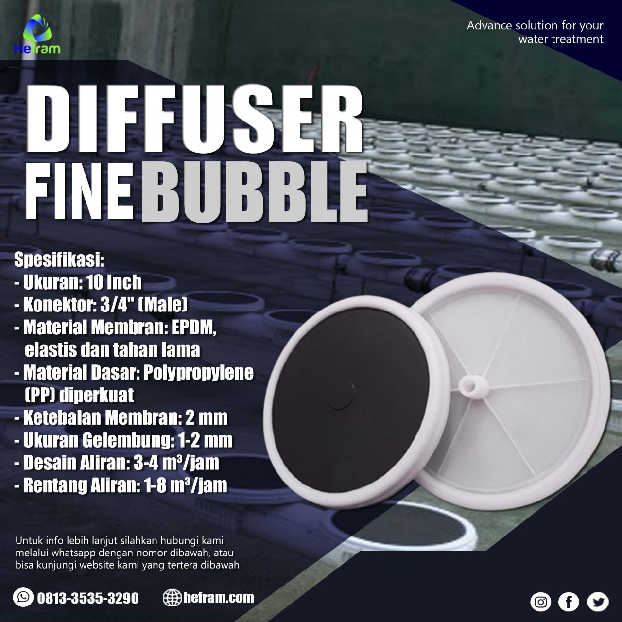 Coarse Bubble Disc Diffuser - PT. Hefram Asasta Indonesia
